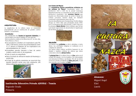 Triptico Cultura Nazca Las Líneas de Nazca Las enigmáticas figuras