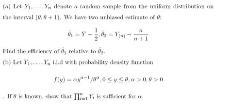 solved a let y1 denote a random sample from the uniform distribution on the interval 0 1
