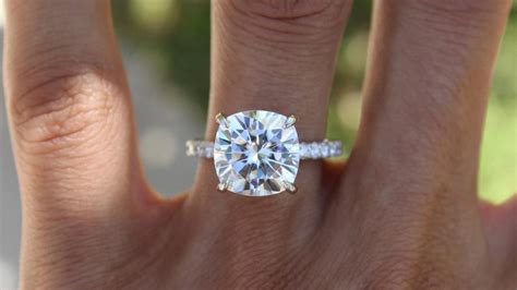5 Carat Cushion Cut Forever One Moissanite Diamond Hidden Etsy