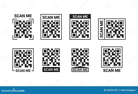 Qr Code Scan Me Icon Qrcode Template For Mobile App Smartphone Stock