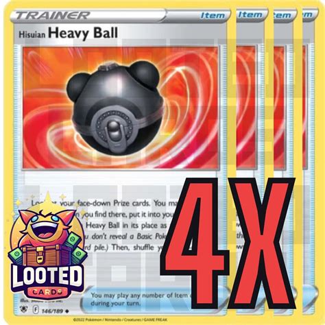 4x Hisuian Heavy Ball 146 189 X4 Astral Radiance NM Playset Pokemon TCG