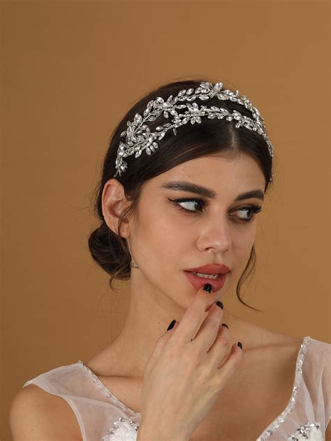 Diadema nupcial con diseño de diamante de imitación