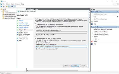 Configuring Microsoft Active Directory Federation Services Integration