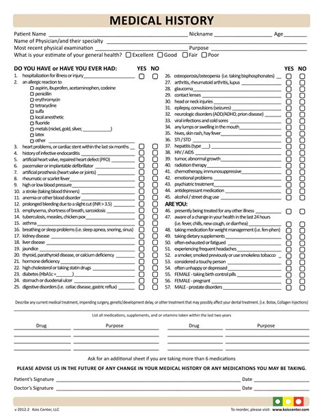 Medical History Form Printable Fill Out Printable Pdf Forms Online