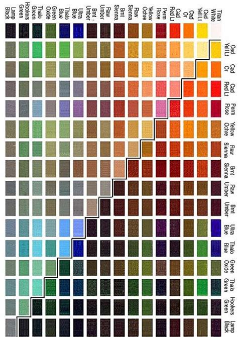 Acrylic Paint Color Mixing Chart Printable