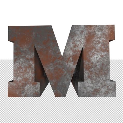 Render 3d De Efecto De Texto De Hierro Oxidado De Letra M Archivo PSD
