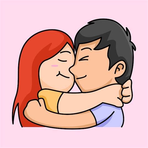 Linda pareja abrazándose diseño de dibujos animados Vector Premium