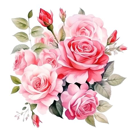 Rosa Flores Ramo Acuarela Ai Generado PNG Rosa Flor Acuarela PNG