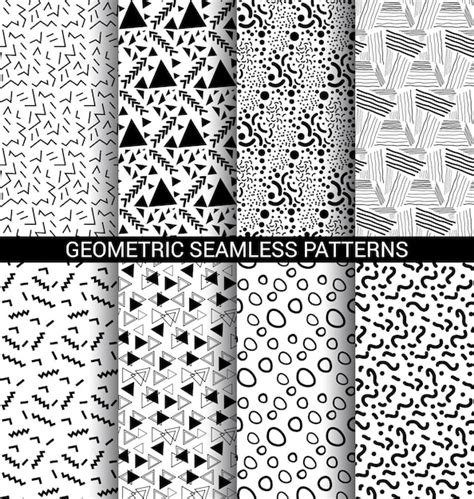 Conjunto de patrones geométricos abstractos sin costura Vector Premium