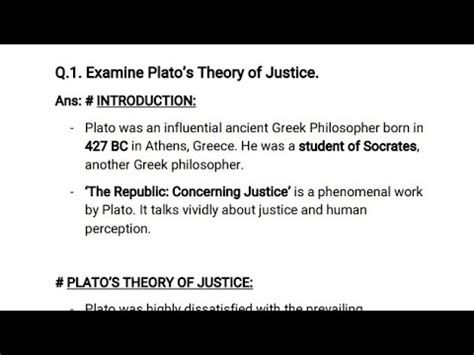 VVI 01 Examine Plato S Theory Of Justice BA Sem 03 Political Science
