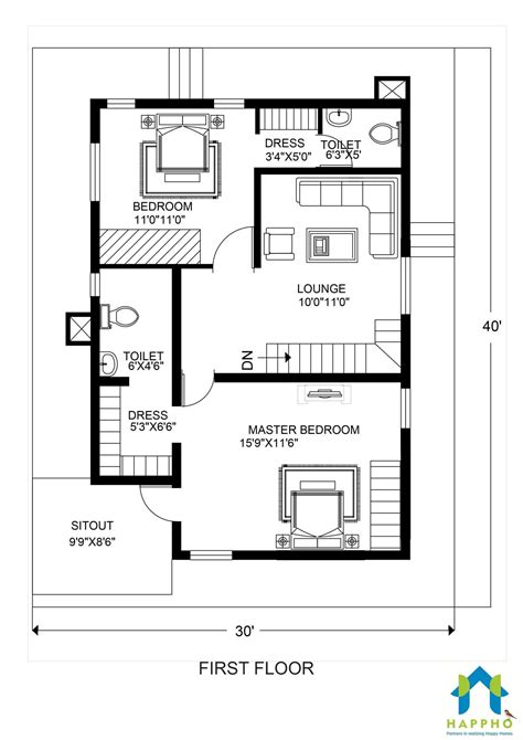 40 Feet By 30 House Plans East Facing
