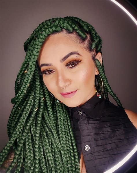 Box braid Penteados trança afro Cabelo trança Cabelo verde