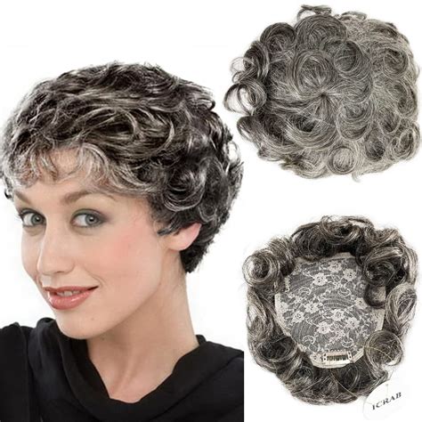 Buy Natural Fluffy Human Hair Topper Short Curly Topper Hair Pieces