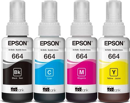4 Pack Of Genuine Epson 664 Ink Bottle