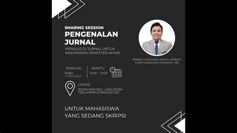 Sharing Session Pengenalan Jurnal Untuk Mahasiswa Youtube