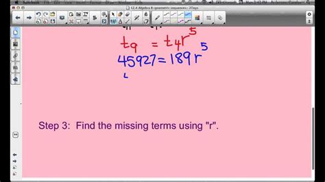 finding missing terms in geometric sequence ex 2 youtube