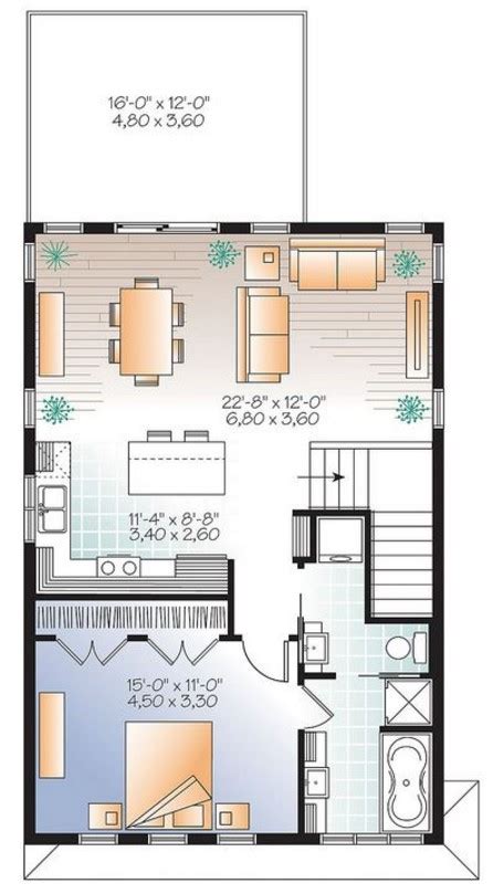 Plano De Casa De 2 Pisos Y Un Solo Dormitorio