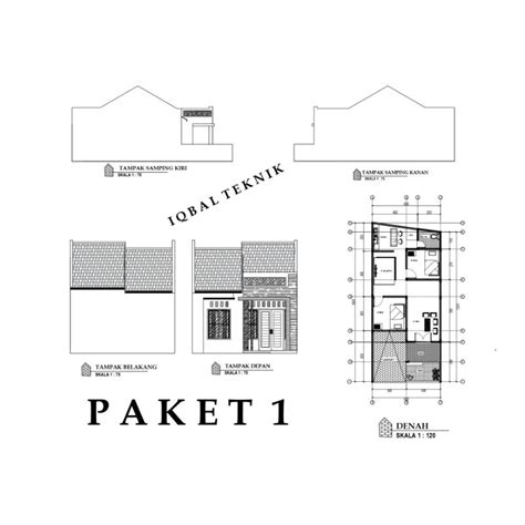 Jual PAKET 1 DENAH 4 TAMPAK Jasa Desain Denah Gambar Rumah Gambar