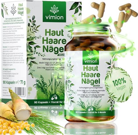 Vimion Haut Haare Nägel Kapseln vegan mit Biotin Zink Selen B