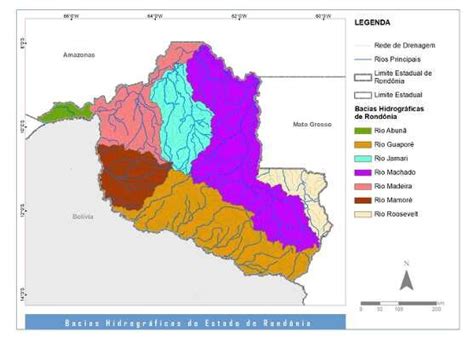 Mapa de Bacias Hidrográficas do Estado de Rondônia Fonte BRASIL