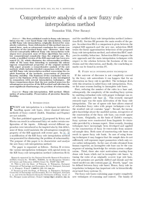 pdf comprehensive analysis of a new fuzzy rule interpolation method domonkos tikk