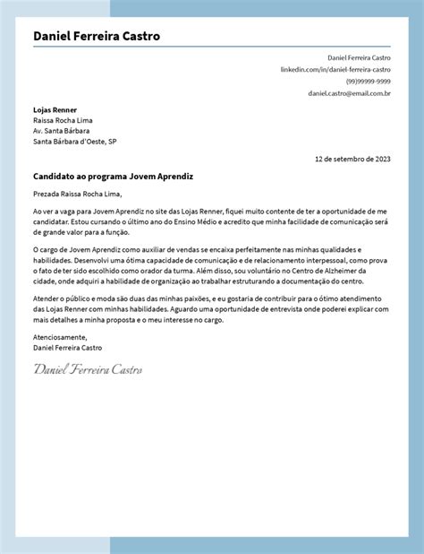 Os Melhores Modelos De Carta De Apresenta O