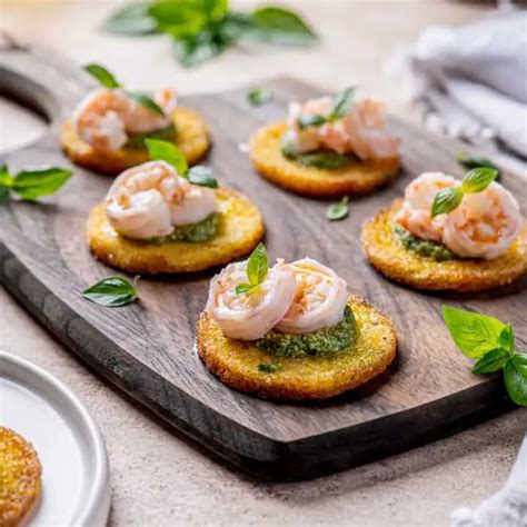Butter Poached Shrimp And Pesto Polenta Bites Cooking With Wine Blog