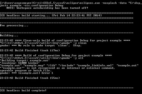 CCS V5 5 Command Line Build Can T Find Gmake Code Composer Studio