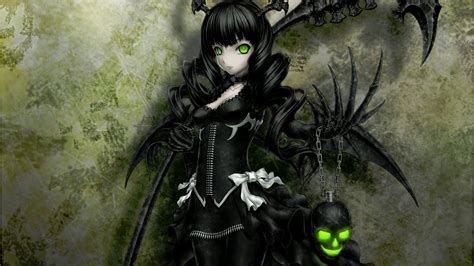 Wallpaper Black Anime Brunette Dress Skull Mythology Girl