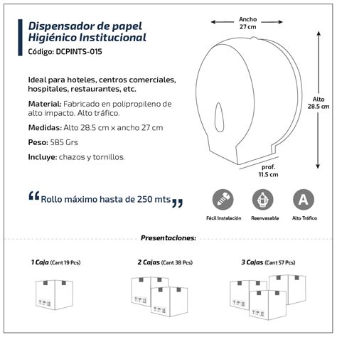 Dispensador de Papel Higiénico Institucional Kliniu