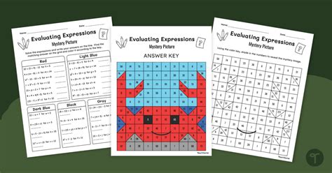Evaluate Expressions One Variable Mystery Picture Worksheet Teach