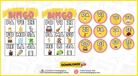 JOGO BINGO DAS SILABAS SIMPLES Cartelas Bingo De Palavras Bingo
