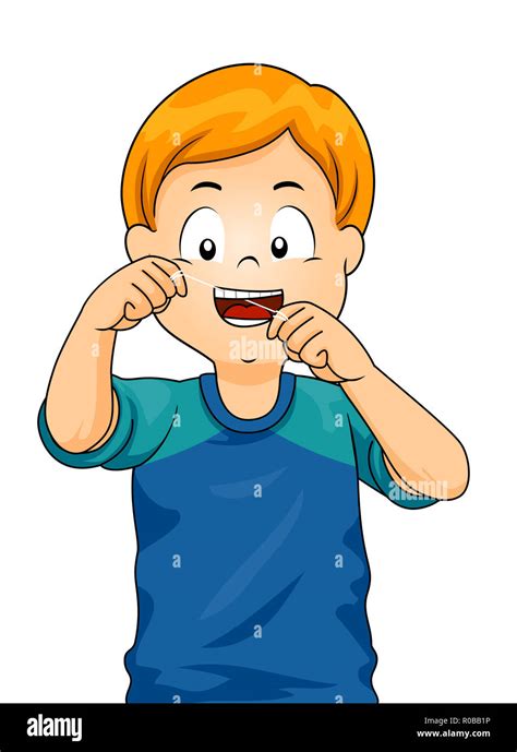 Illustration Of A Kid Boy Flossing His Teeth Stock Photo Alamy