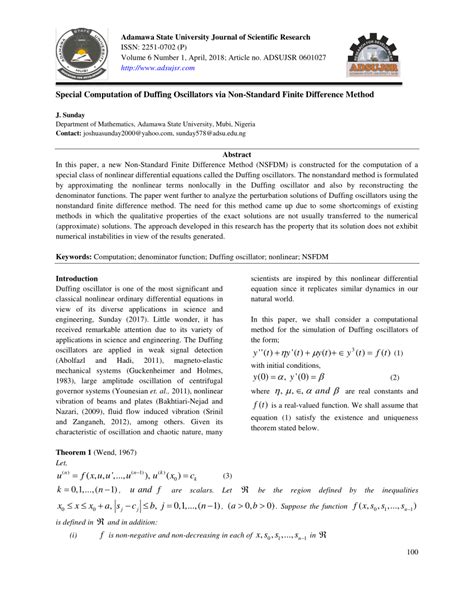 pdf special computation of duffing oscillators via non standard finite difference method