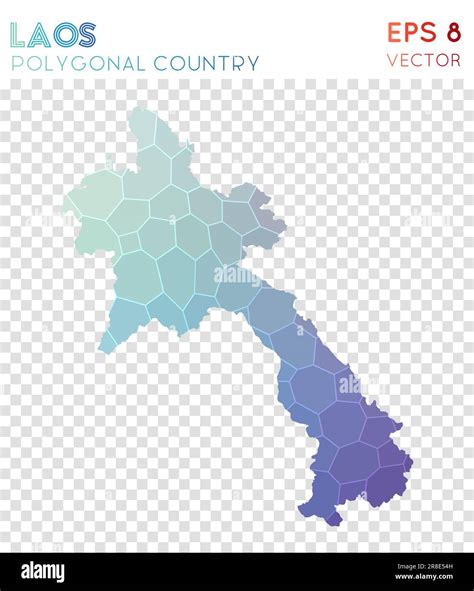Mapa poligonal de Laos país de estilo mosaico Agradable estilo