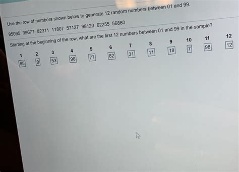 solved use the row of numbers shown below to generate 12