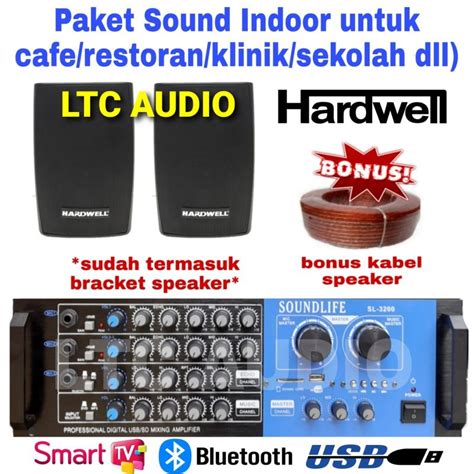 Jual PAKET SOUND SYSTEM INDOOR CAFE RESTO AULA HARDWELL 2 SPEAKER