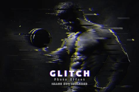Premium Psd Glitch Tv Noise Broken Photo Distortion Mockup Template