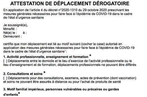 Actus RDL Confinement voici la nouvelle attestation de déplacement