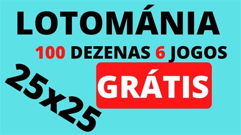 Grupo de 25x25 100 Dezenas em 6 Jogos Planilha Grátis da Lotománia