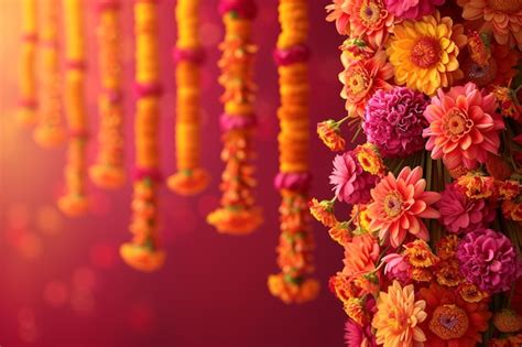 Premium Photo Indian Floral Garland Toran Made Of Marigold Flowers