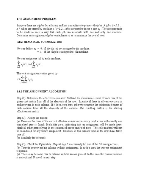 the assignment problem pdf matrix mathematics computational science