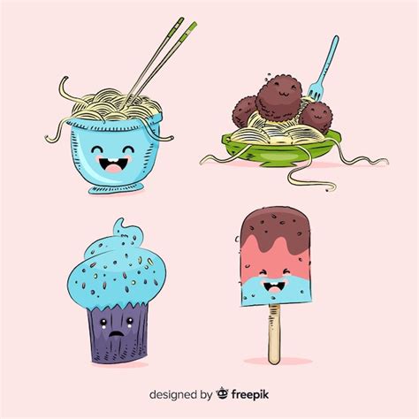 Free Vector Hand drawn kawaii food pack Descubra a emoção de apostar