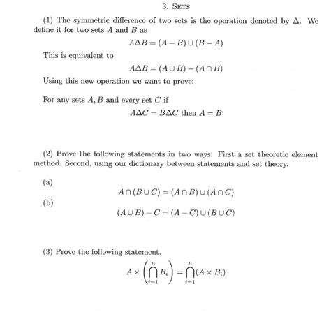 Solved The Symmetric Difference Of Two Sets Is The Operation Chegg