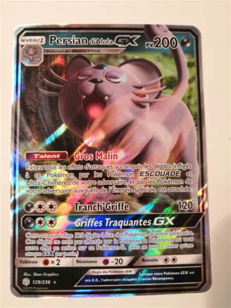 CARTE POKÉMON PERSIAN d alola GX Ultra Neuve S L Eclipse Cosmique