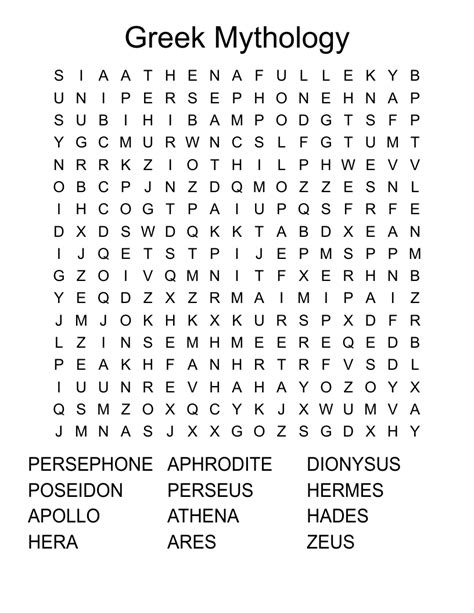 Greek Mythology Word Search Printable Word Search Maker