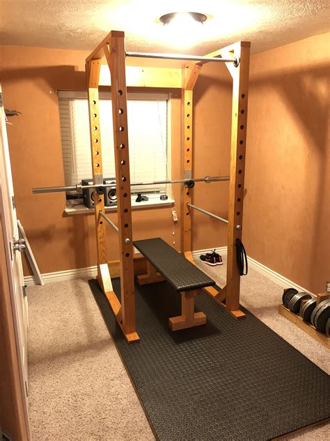 DIY Home Gym Heavy Duty Squat Rack And Bench Setup Home Made Gym Diy