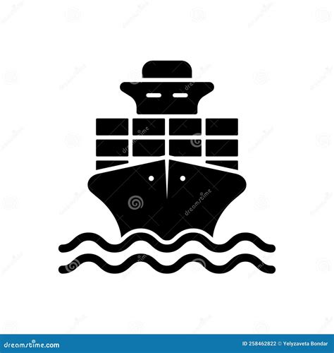 Cargo Ship Delivery Black Silhouette Icon Sea Boat Vessel Glyph