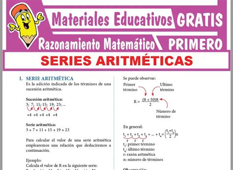 Serie Aritmética para Primer Grado de Secundaria Fichas GRATIS