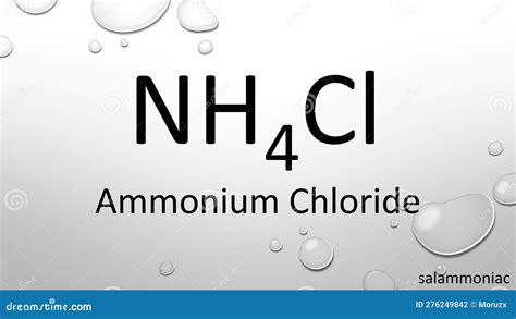 Ammonium Chloride Chemical Formula On Waterdrop Background Stock Photo
